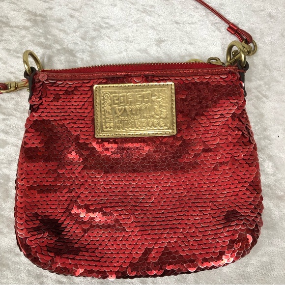 Coach | Bags | Coach Poppy Red Sequin Disco Crossbody Swingpack Purse ...